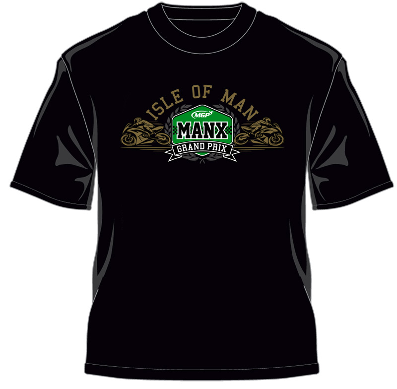 Manx Grand Prix Gold Bikes T-Shirt Black : Duke Video
