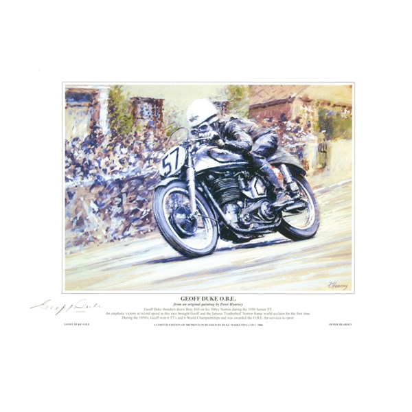 Geoff Duke TT Legend A4 Signed Print : Duke Video
