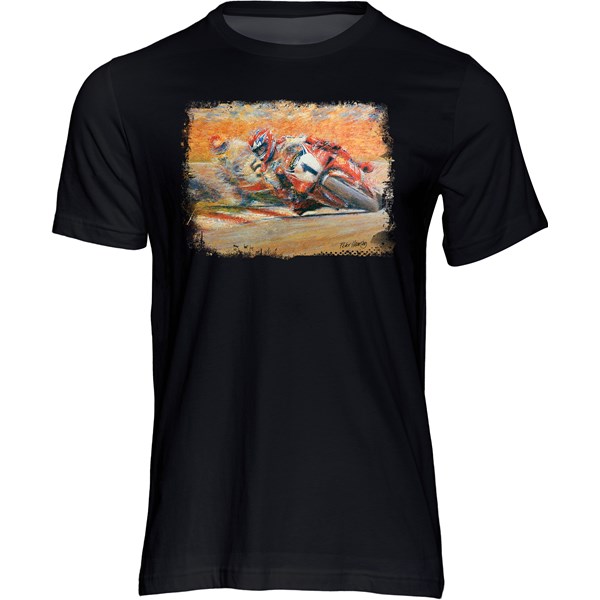 Carl Fogarty Motorcycle Art Print T-shirt Black : Duke Video