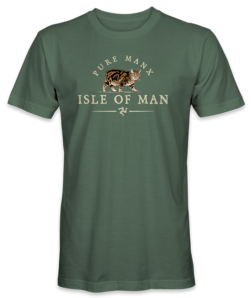 Isle of Man Manx Cat T-Shirt Green : Duke Video