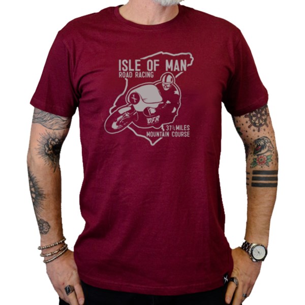 IOM Road Racing T-shirt, Burgundy : Duke Video
