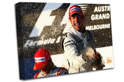 Jenson Button Podium Melbourne A3 Canvas Print : Duke Video