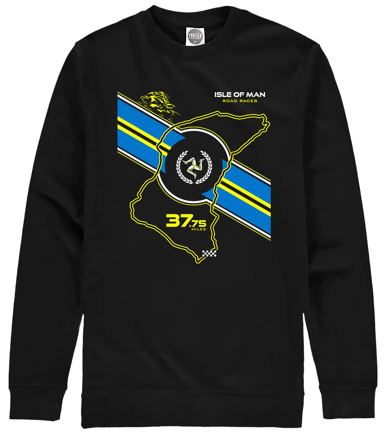 TT Course Map Stripe and Shadow Bike Sweatshirt : Duke Video
