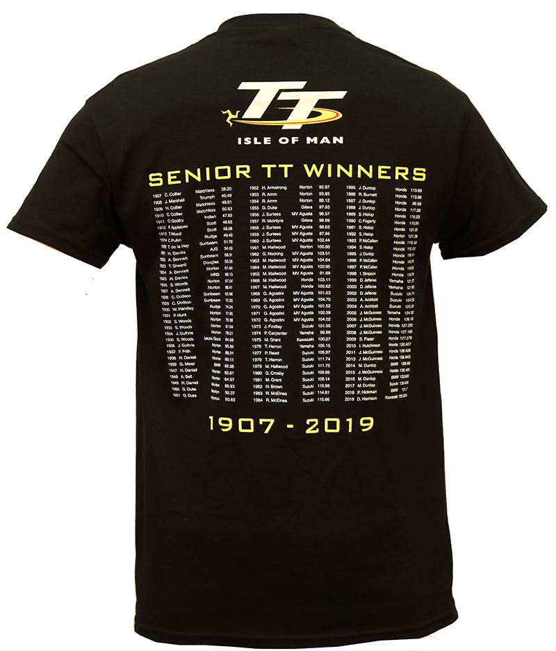 TT Races 20 Senior Winners T-Shirt Black : Duke Video