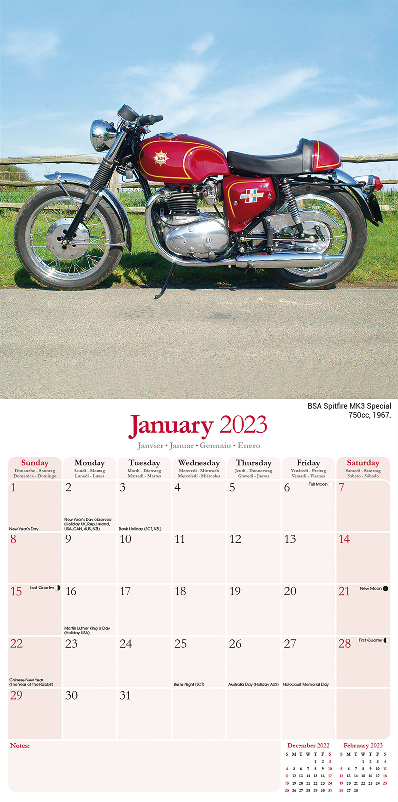 Classic British Bikes 2023 Wall Calendar : Duke Video