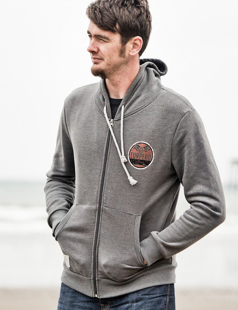 Retro Racing (Mens) Graphite Zipper Hoodie : Duke Video