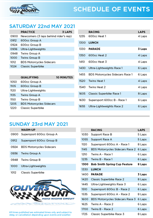 Bob Smith Spring Cup Schedule of Events : Duke Video